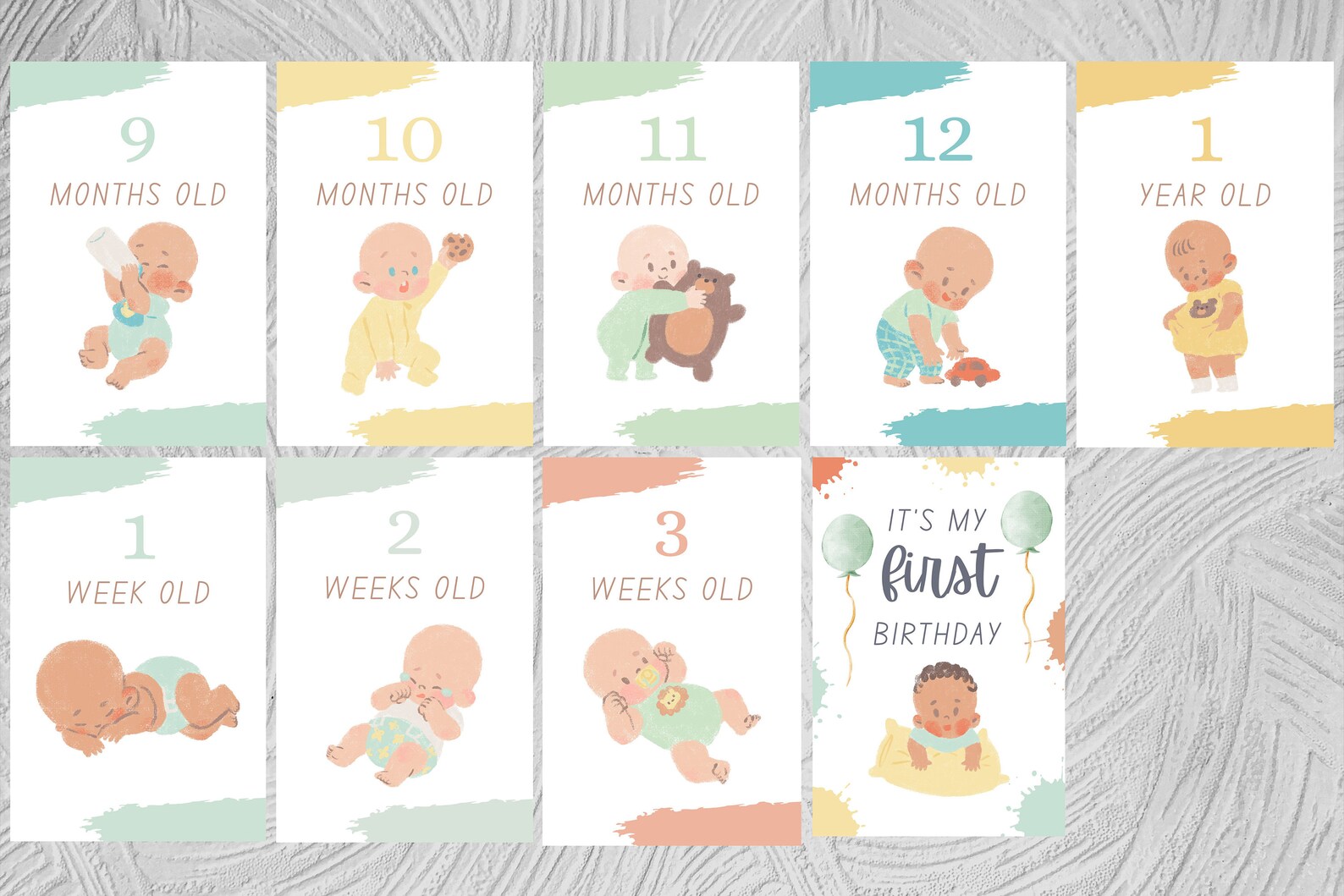 Printable Colourful Baby Milestone Cards instant Download. - Etsy