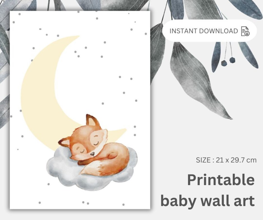 Printable Sleeping Cute Baby Animals Toddle and Baby Wall Art set of 8 ...