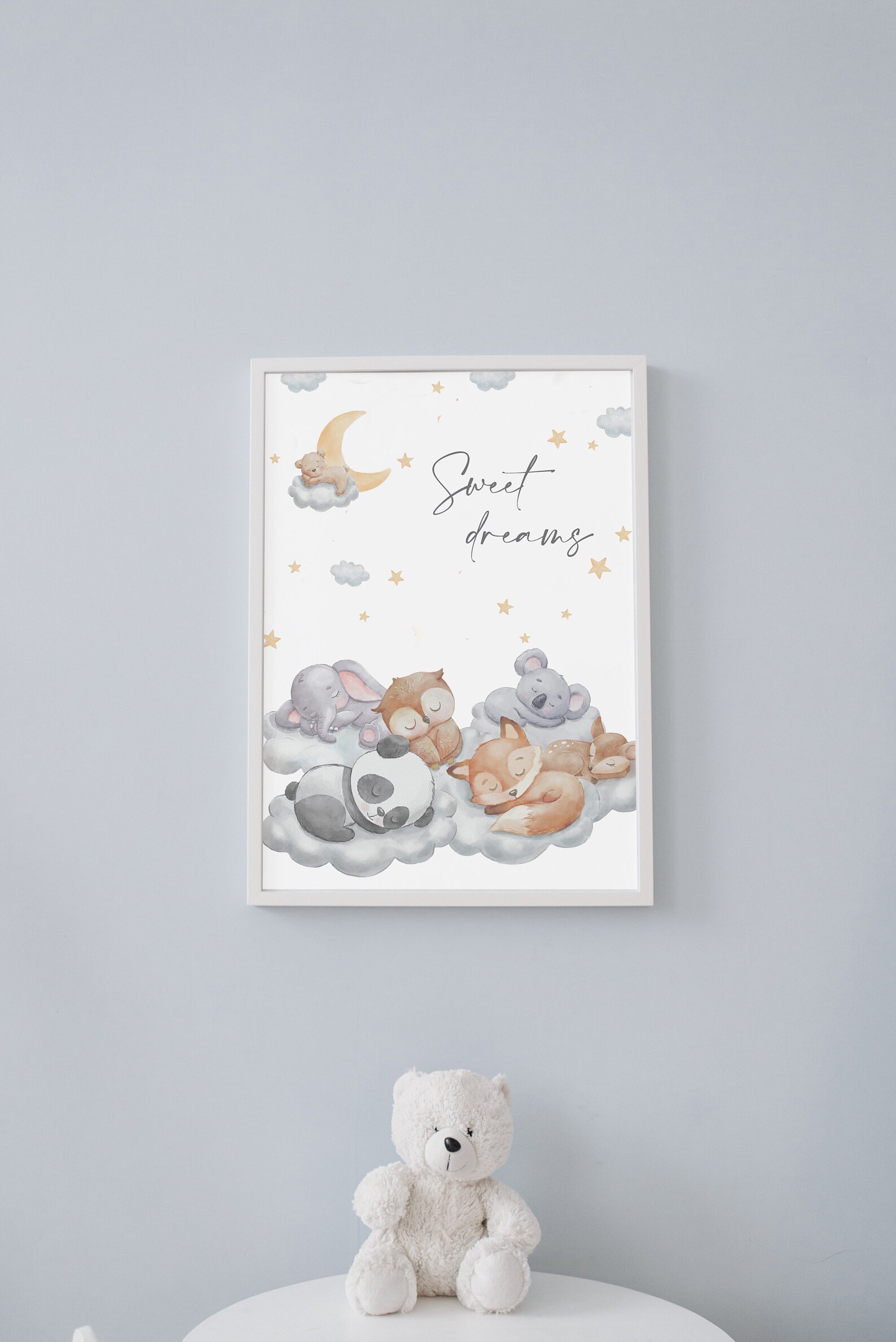 Printable Sweet Dreams Cute Baby Animals Sleeping Toddler Wall Art ...