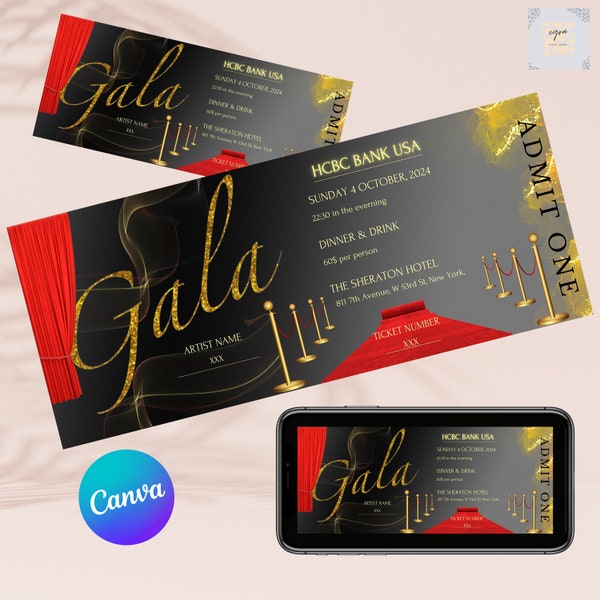 Gala Tickets Template - Etsy