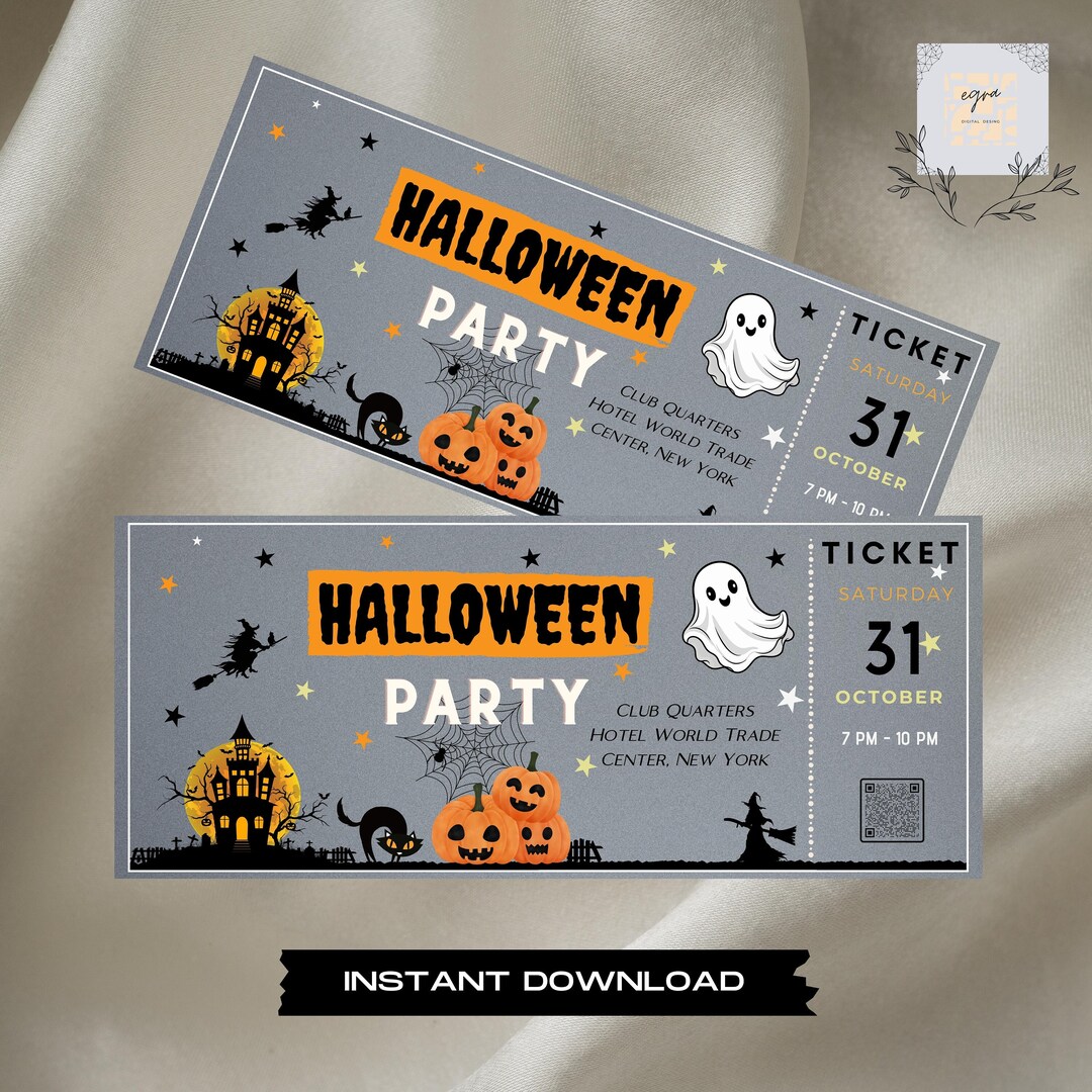 Halloween Tickets Halloween Event Ticket EDITABLE Printable - Etsy UK