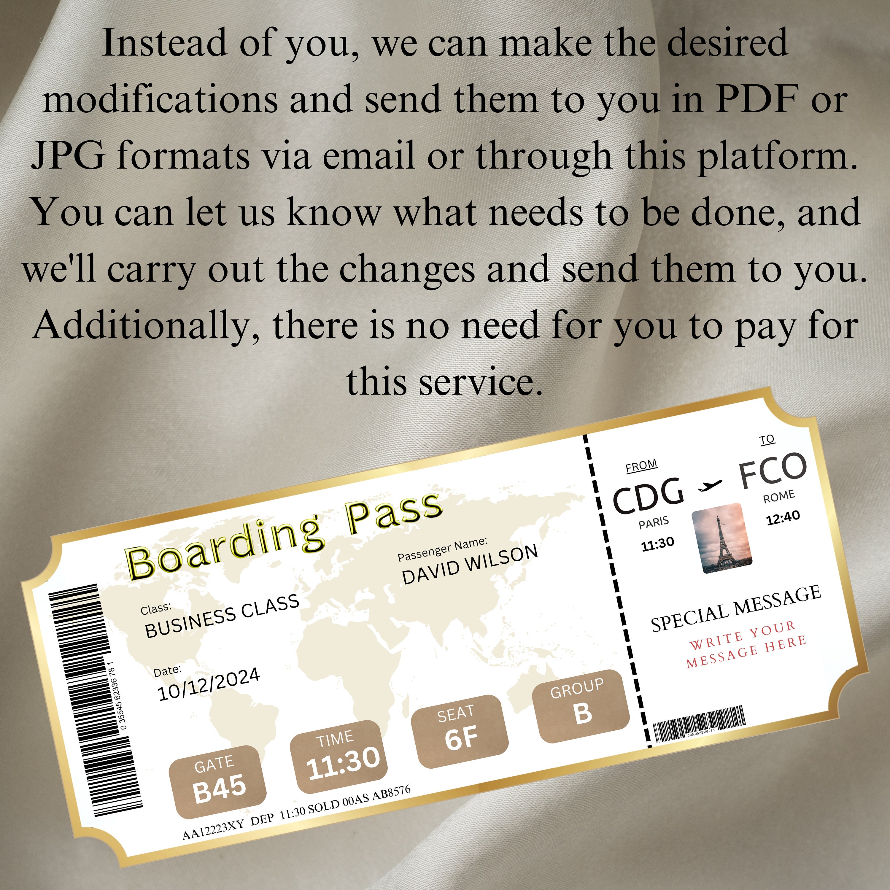 Editable Boarding Pass Template Customizable Plane - Etsy
