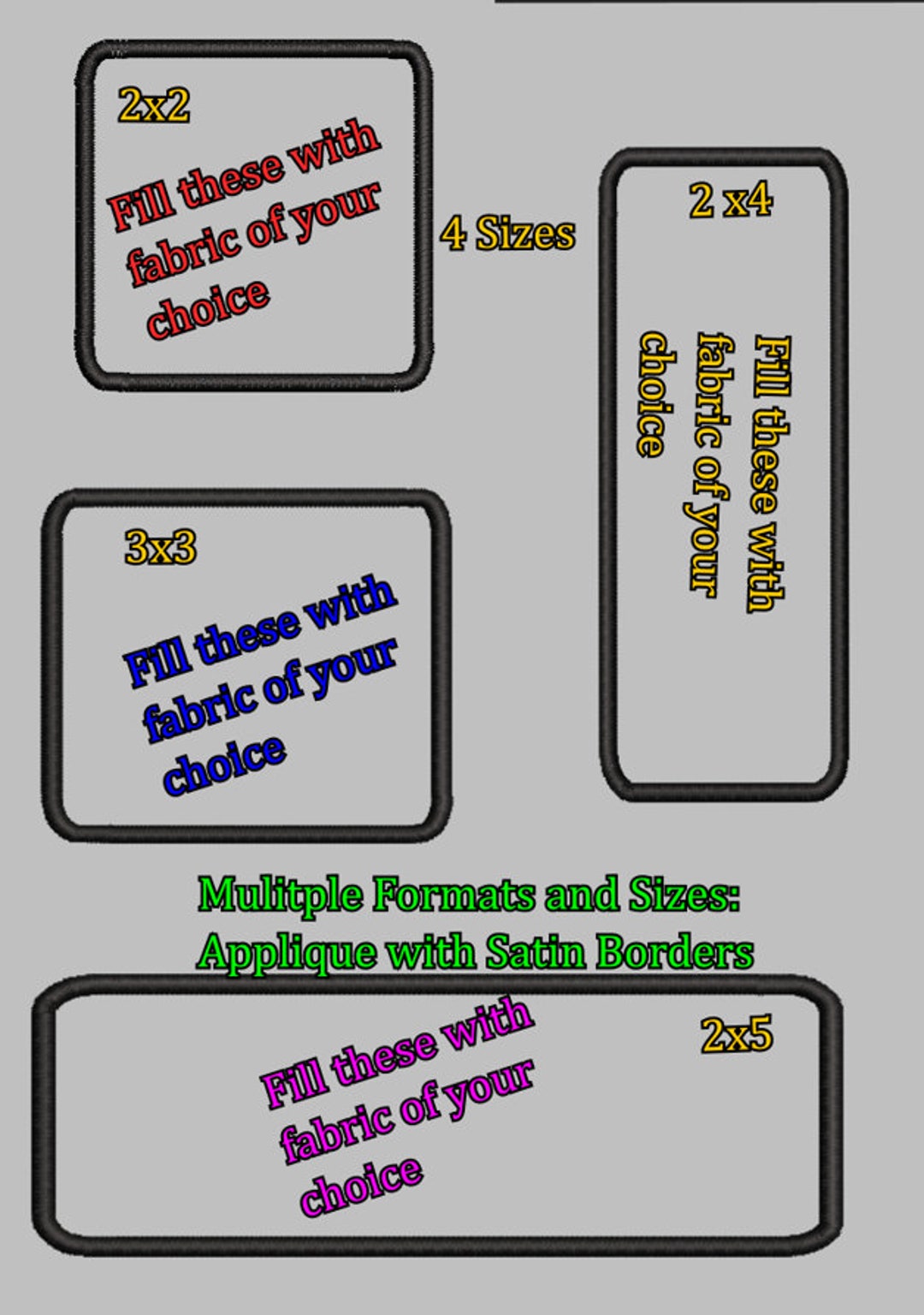 Applique Patch W Satin Border Embroidery File-formats DST, PES, XXX ...