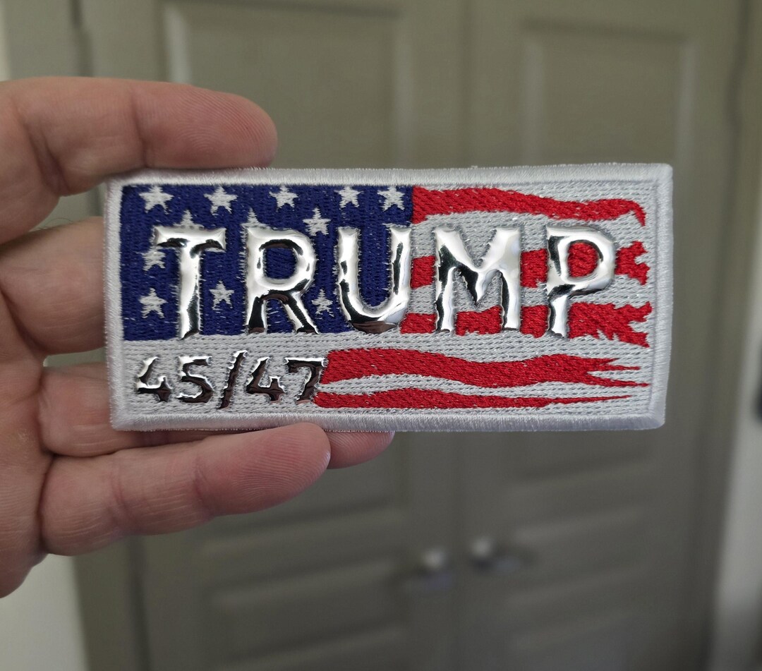 Donald Trump Patch With US Flag and 45/47. White Background With US ...