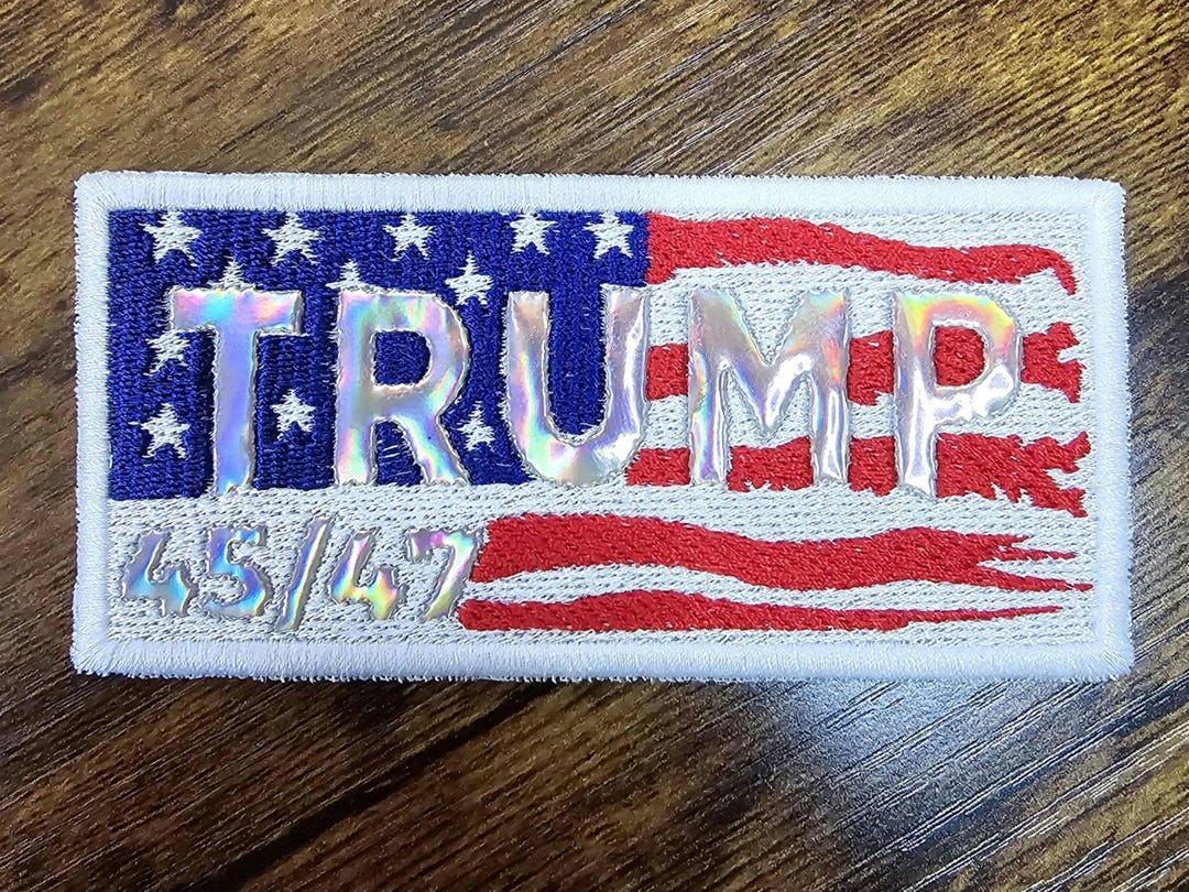Donald Trump Patch With US Flag and 45/47. White Background With US ...