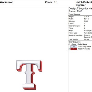 T Logo Embroidery File - Raised Satin Stitching Designed to Embroider ...