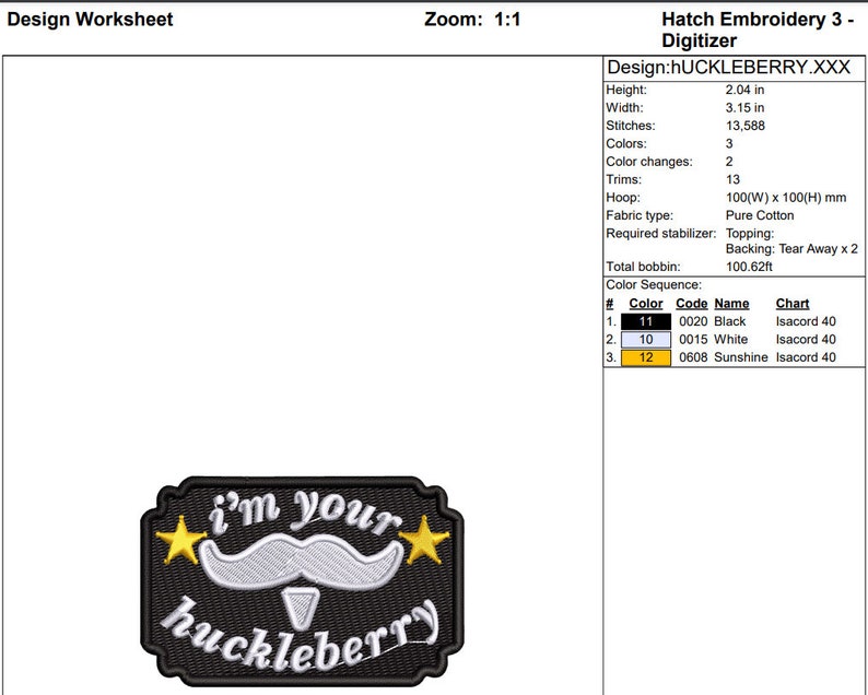 I'm Your Huckleberry Digital Embroidery File - Multiple Formats ...