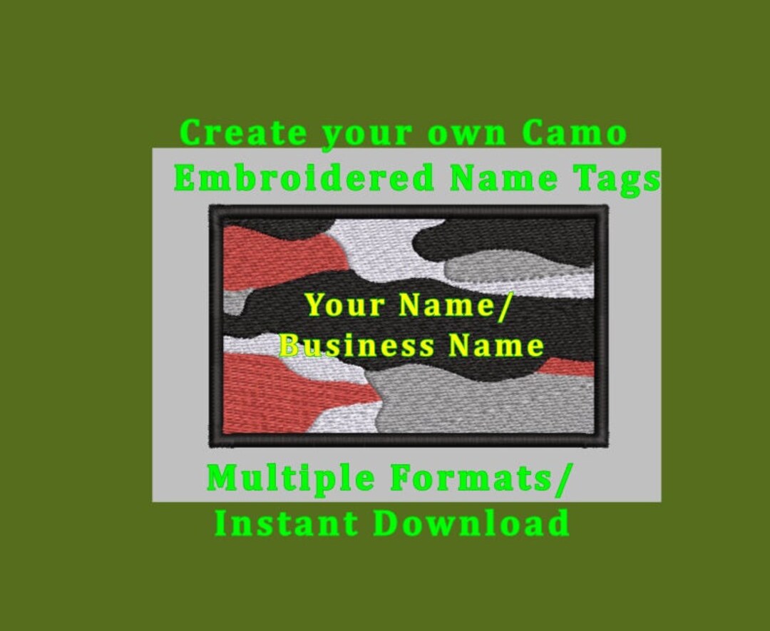 Camoflauge Patch Filled W Satin Border Embroidery File Create Your Own ...