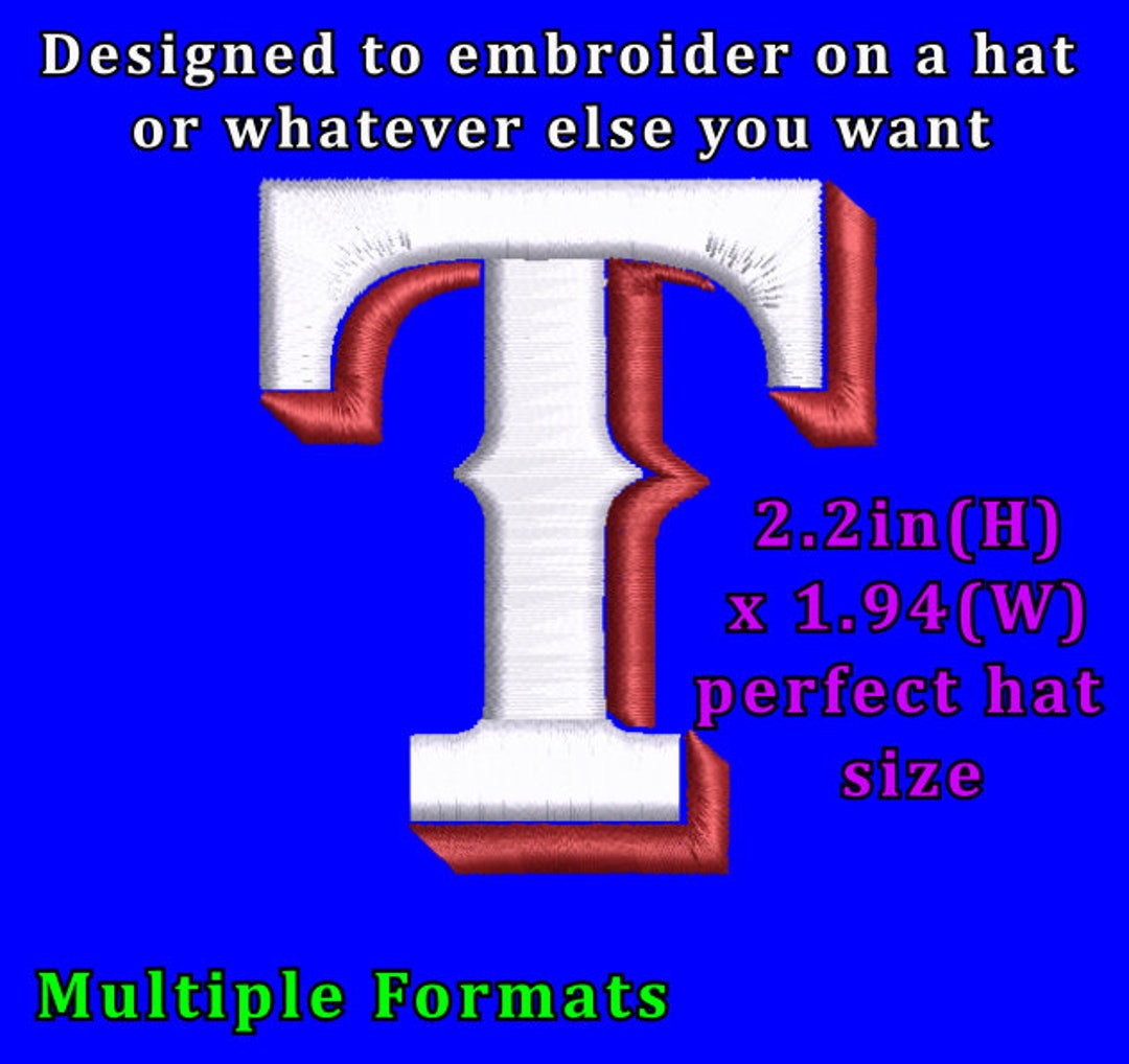T Logo Embroidery File Raised Satin Stitching Designed to Embroider on ...