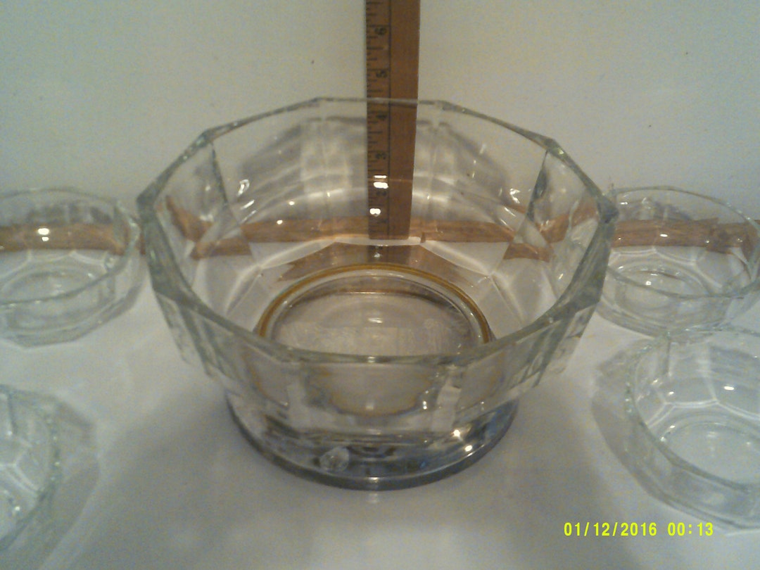 Glass Serving Bowl With Four Small Serving Dishes. - Etsy