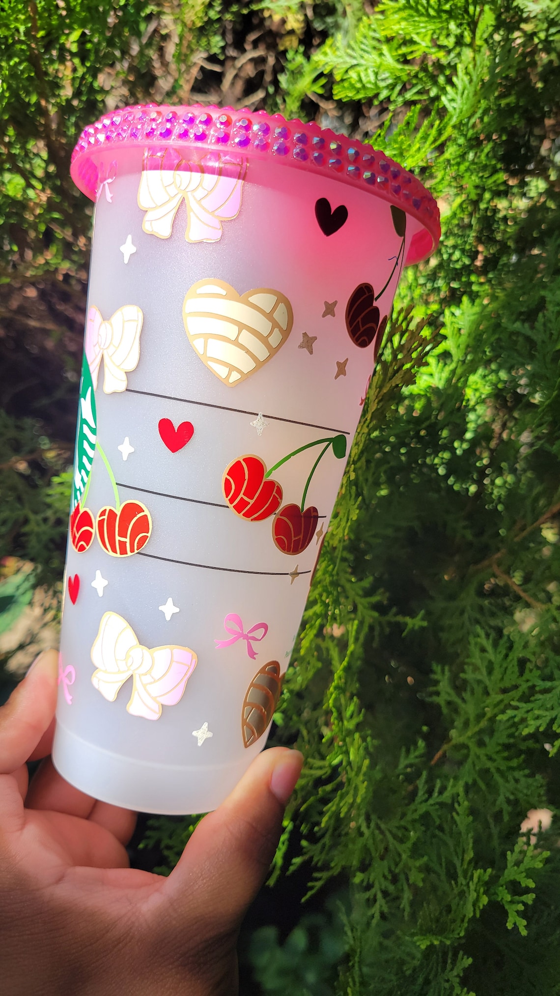 Coquette Inspired Starbucks Cold Cup With Pink Rhinestone Lid, Coffee ...