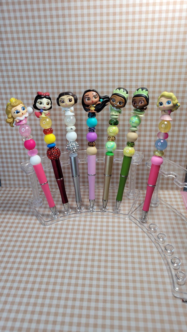 Princess Inspired Doorable Beadable Pens, Snow White, Aura, Tiana ...