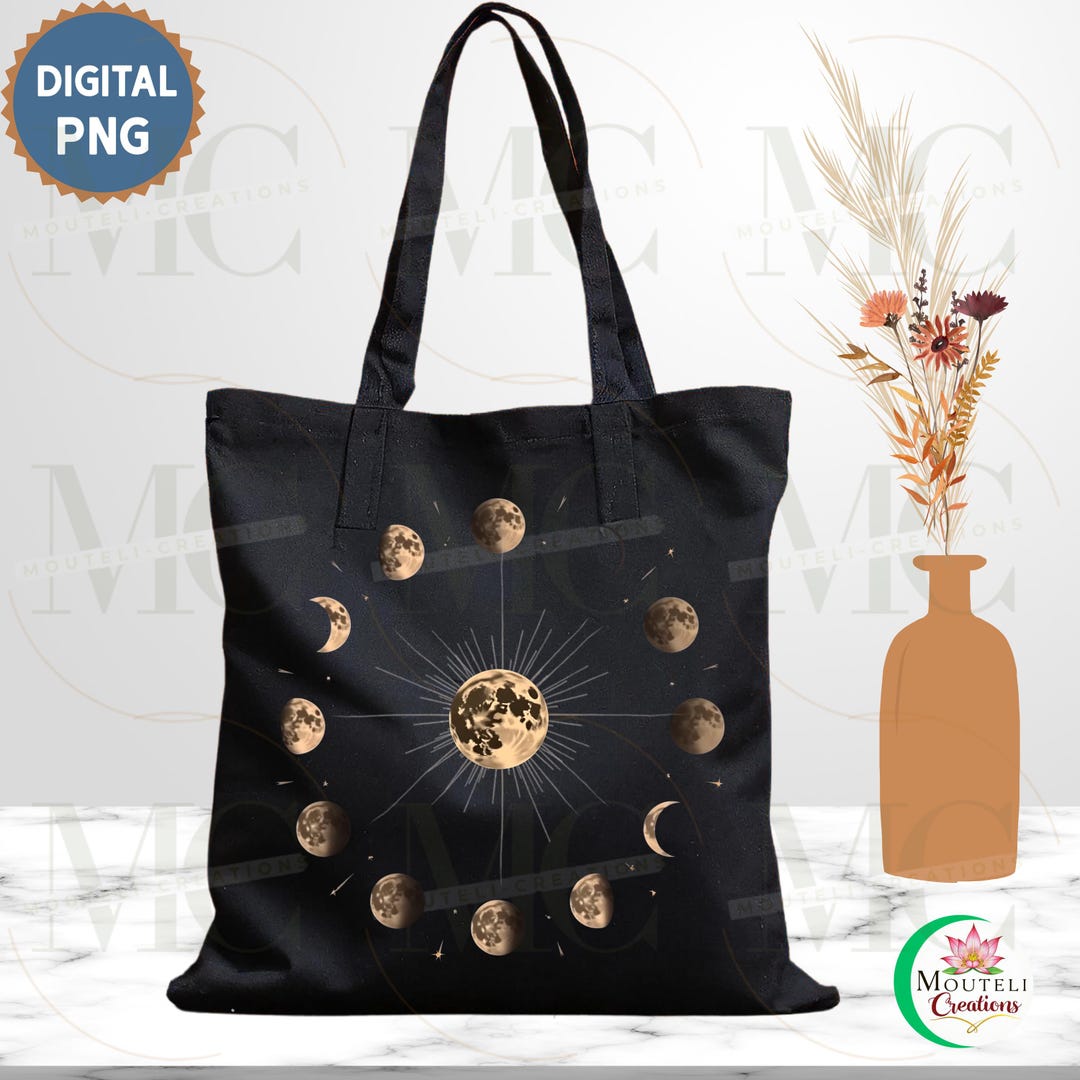 Moon Phases Clipart Png/boho Celestial Art/lunar Phase Digital Download ...