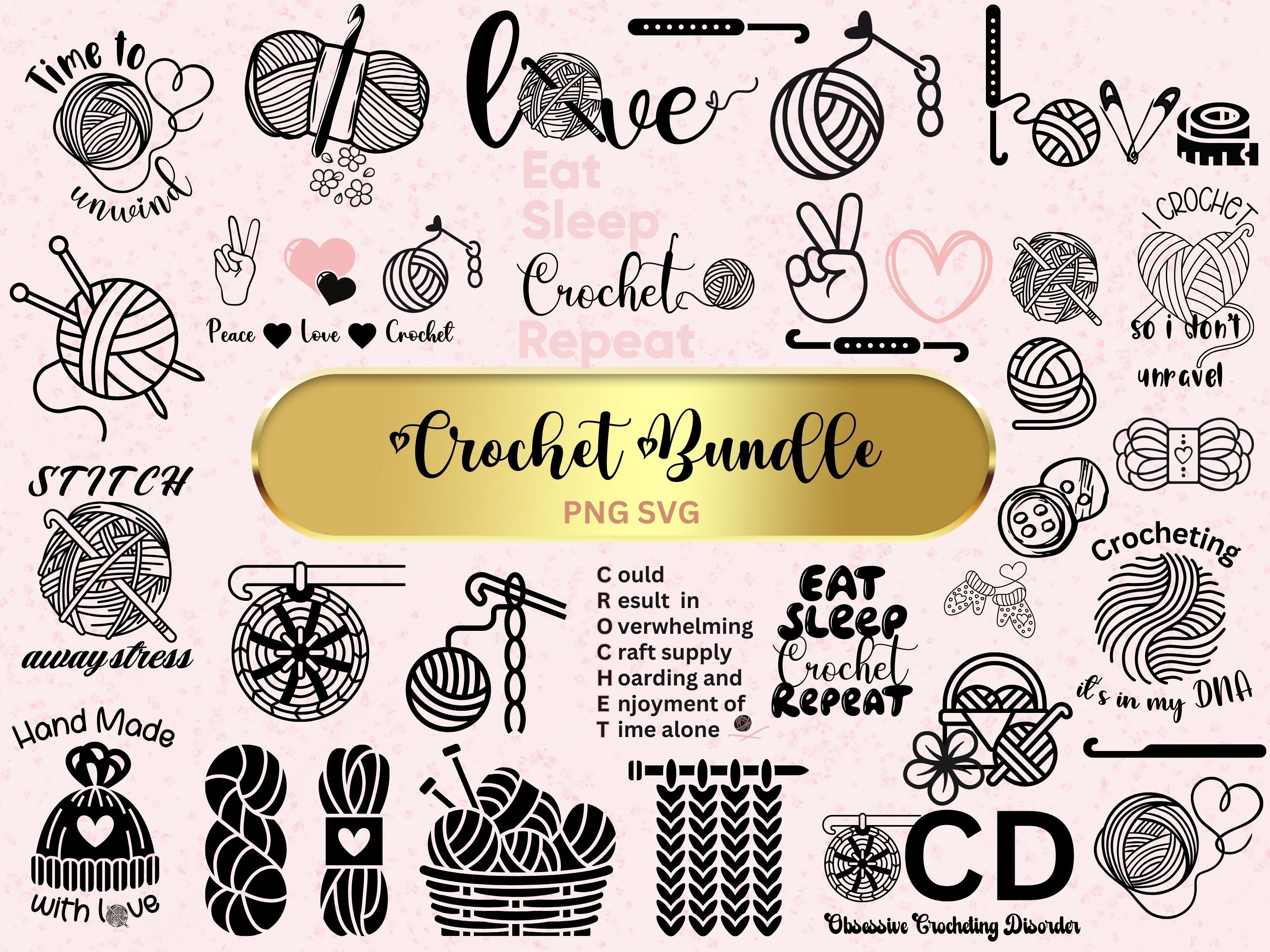 Crochet SVG Bundle, Crochet SVG, Crochet Quotes SVG, Hook Svg, Yarn Svg ...