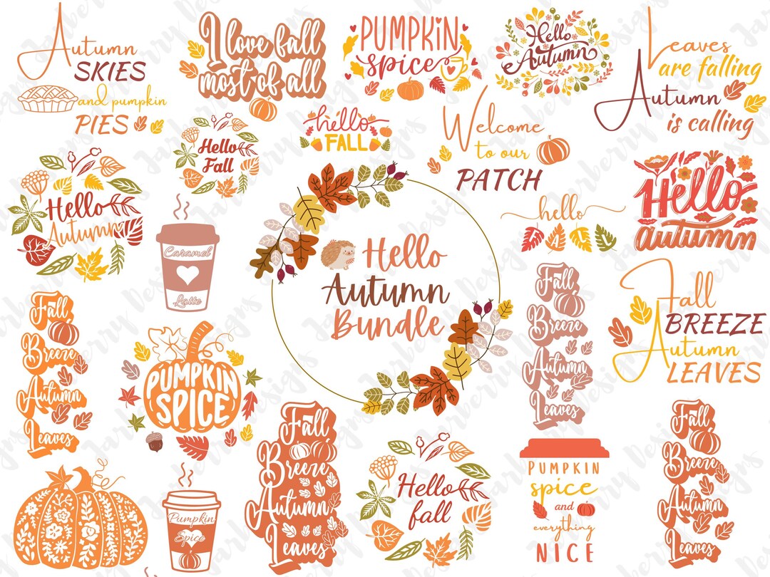 Autumn SVG Bundle Fall Svg Bundle Thanksgiving Svg Fall Designs Autumn ...