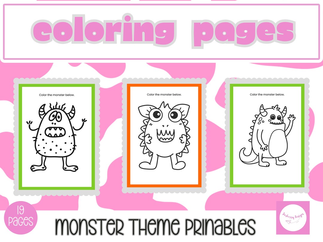 Monsters Coloring Book 19 Printable Coloring Pages Monster Theme ...