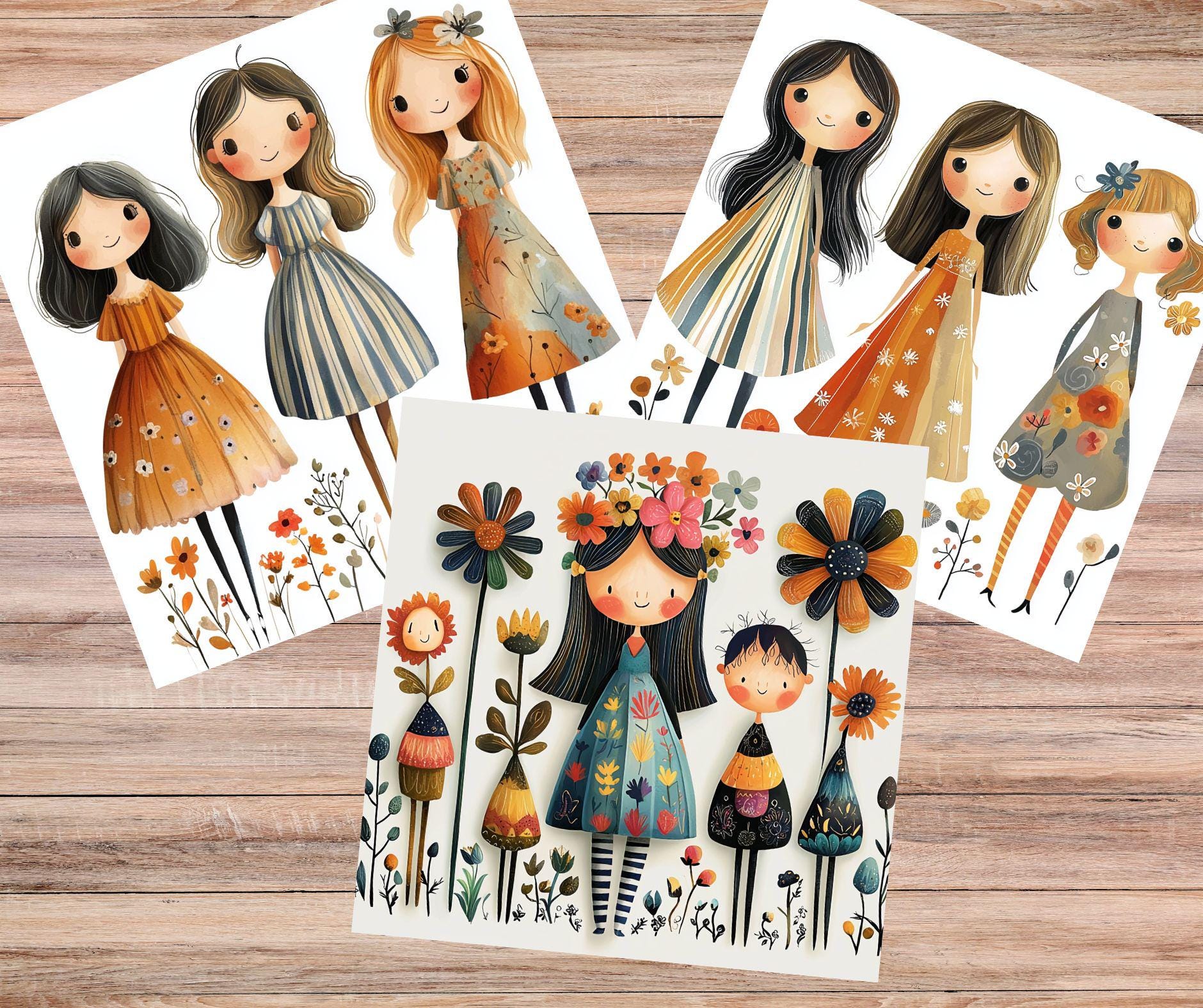 WHIMSICAL PAPER DOLLS and Sceneries Printable Kit Junk Journal Cut off ...