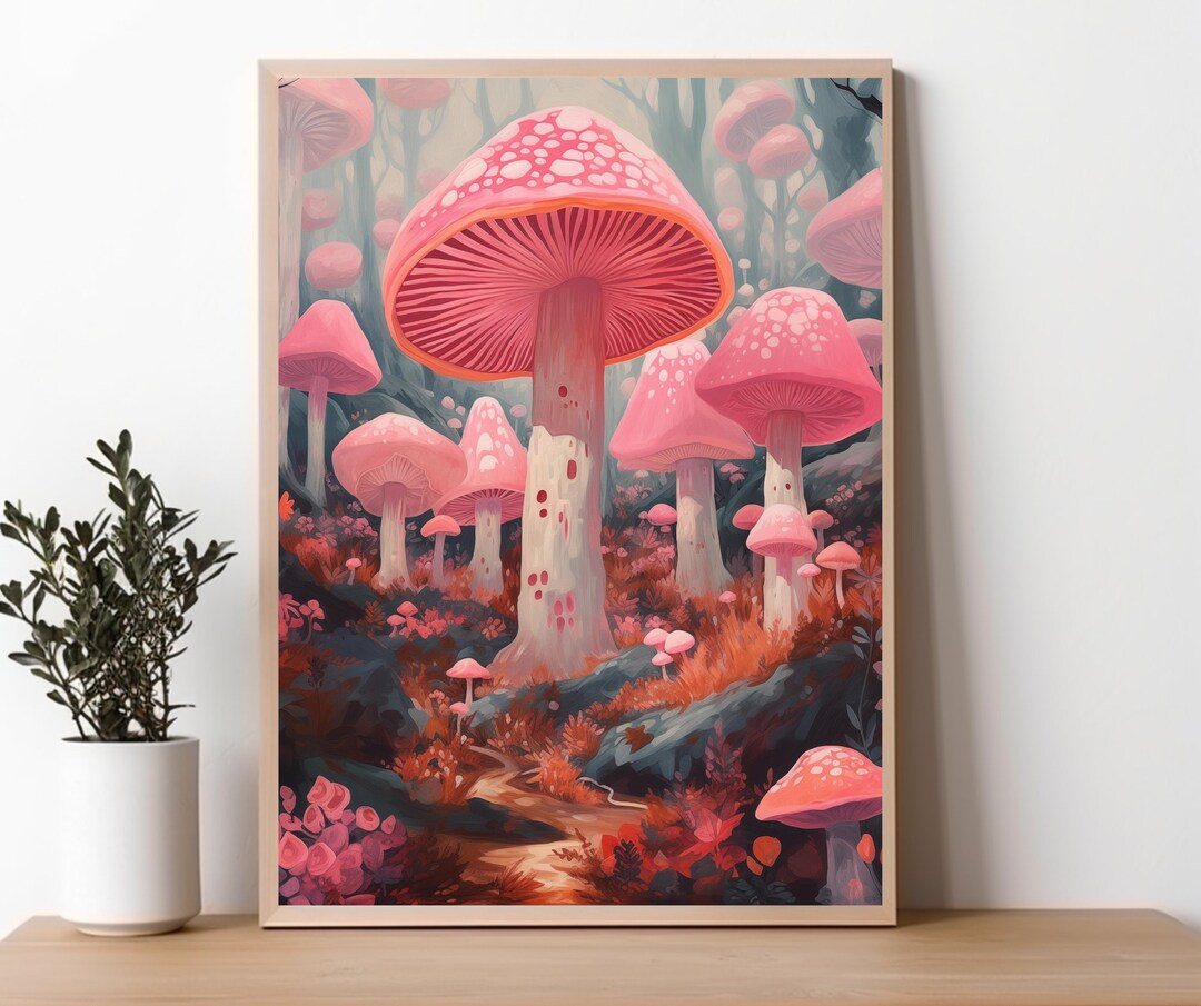 Pink Mushrooms Wonderland| DIGITAL DOWNLOAD| Cute Whimsical Mushy ...