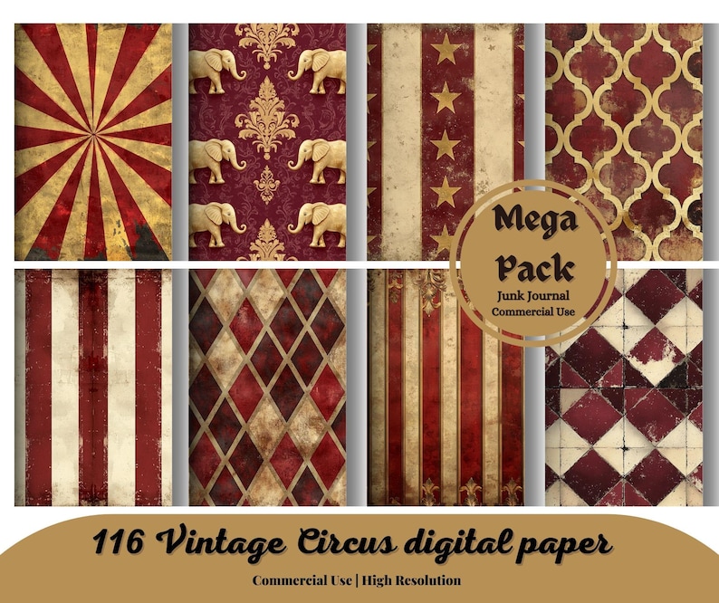Vintage Circus Digital Paper Backgrounds Vintage Victorian Grunge ...
