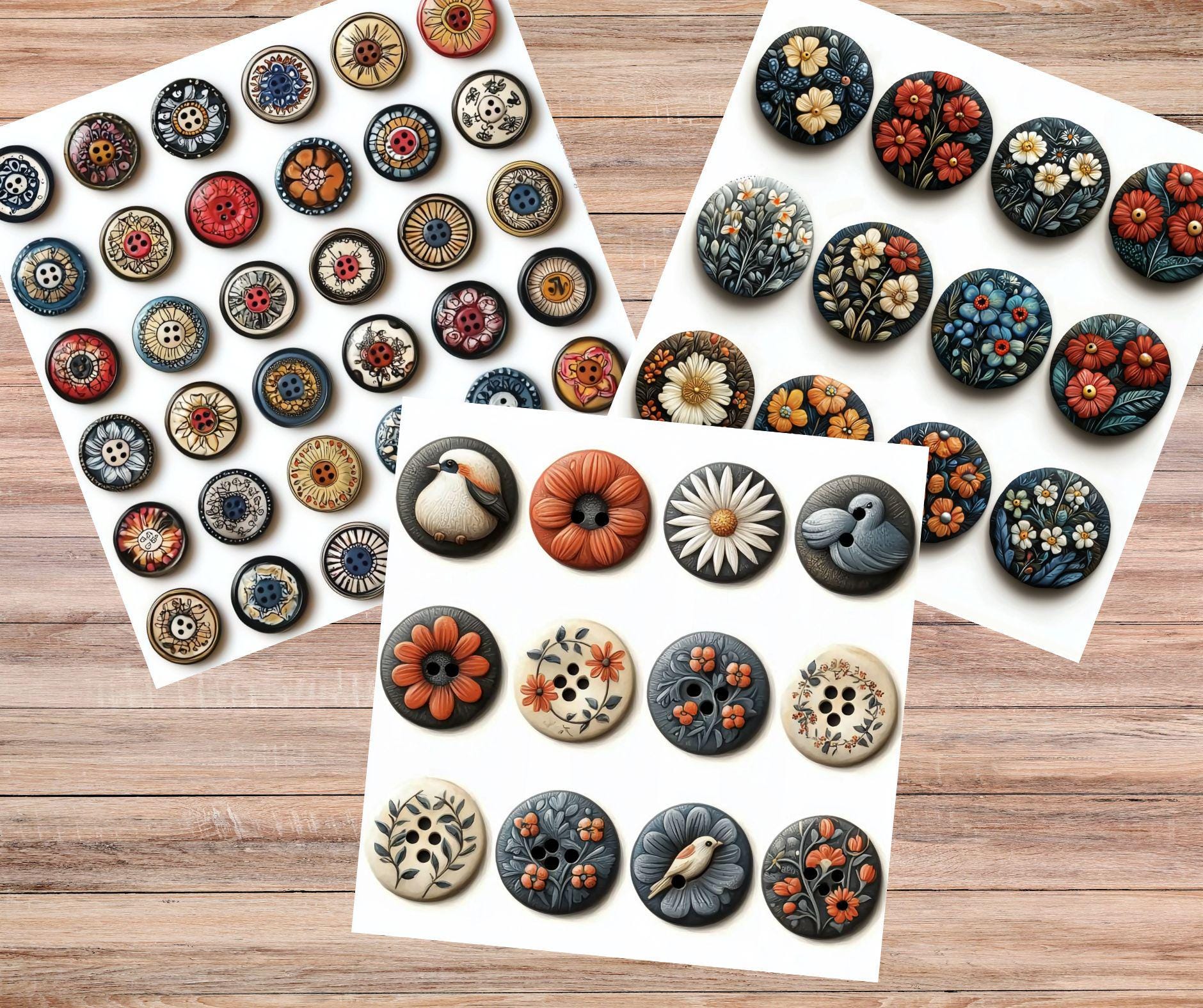 VINTAGE BUTTONS Fussy Cut Junk Journal Elements, Scrapbooking Ephemera ...