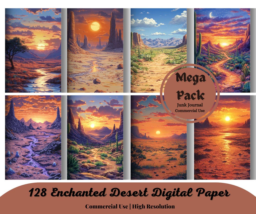 Printable Enchanted Desert Digital Paper, Western Background, Sahara ...