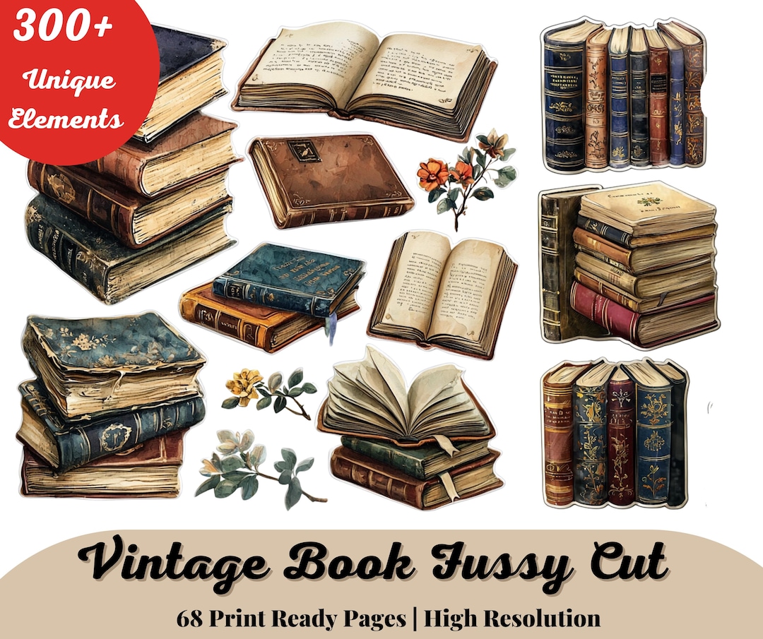 BOOK CLIPART, Books Fussy Cut, Book & Library Fussy Cut, Scrapbook ...