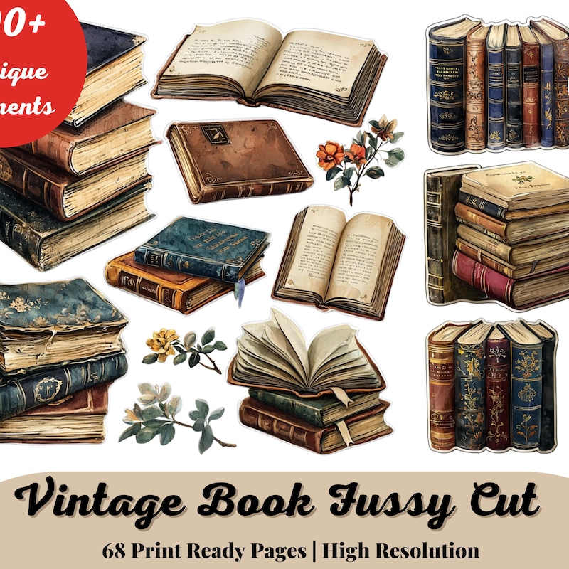 Vintage Books Cutouts - Etsy