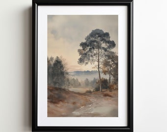 Antique Rustic Muted Landscape Painting Digital Download Frameable ...