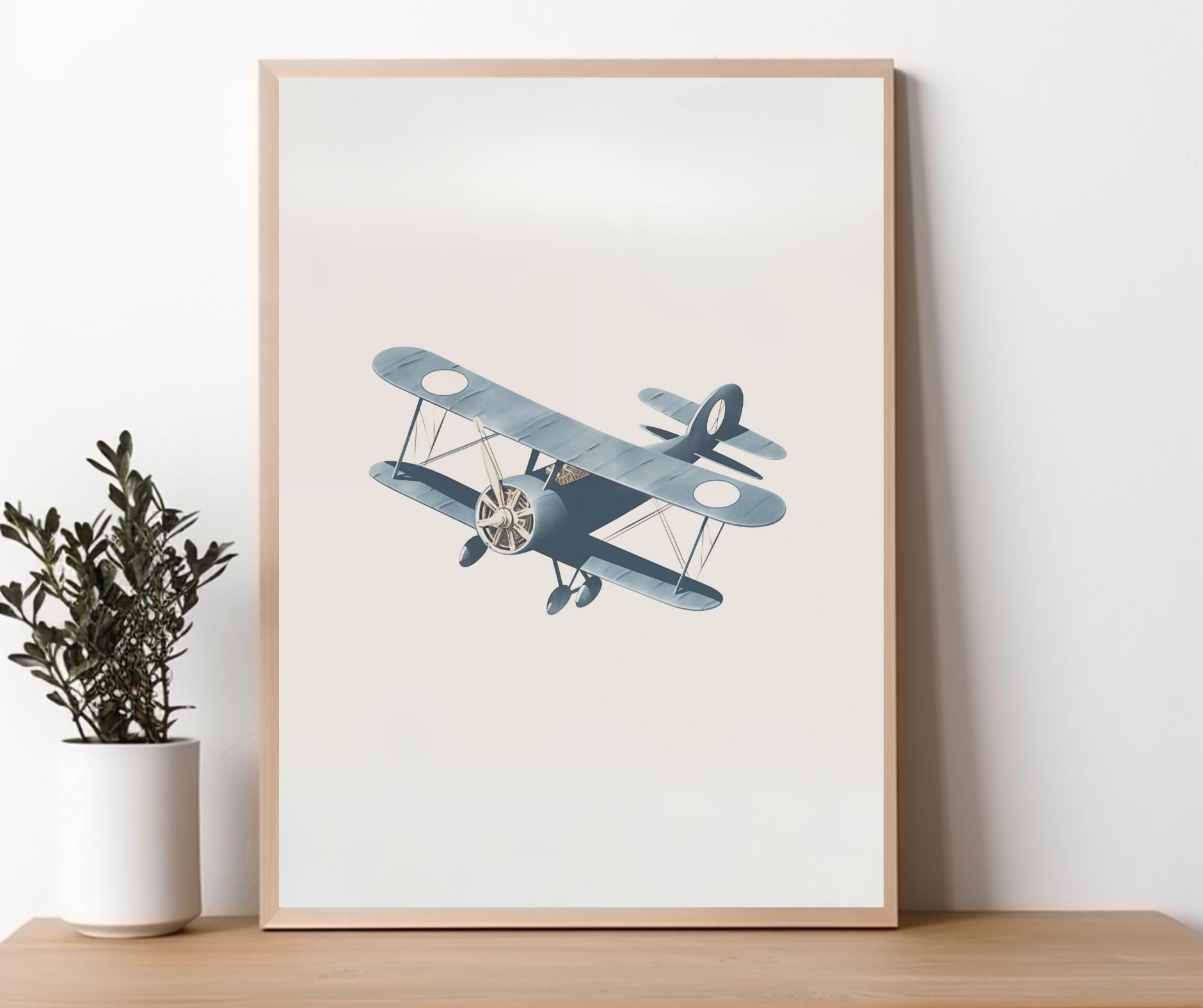 Vintage Plane Print, Biplane Wall Art, Printable Travel Wall Art ...