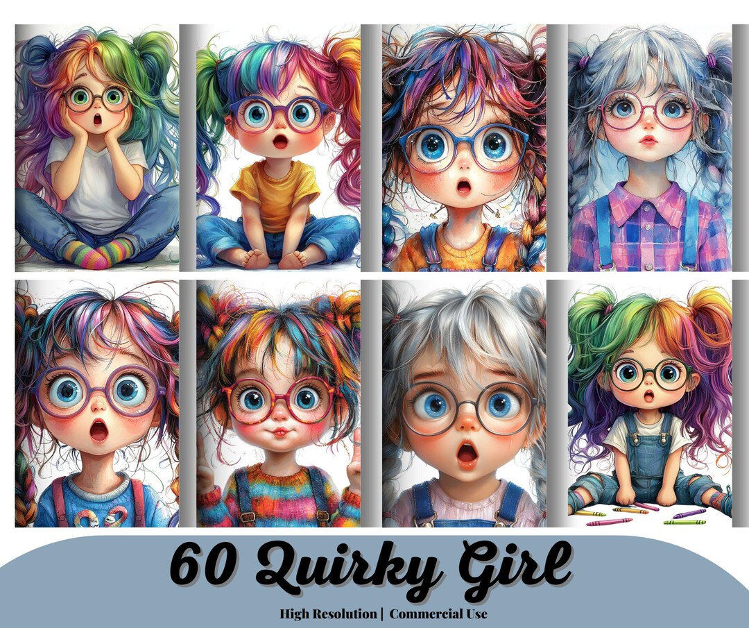 Quirky Little Girl Clipart Bundle, High Quality Watercolor Images ...