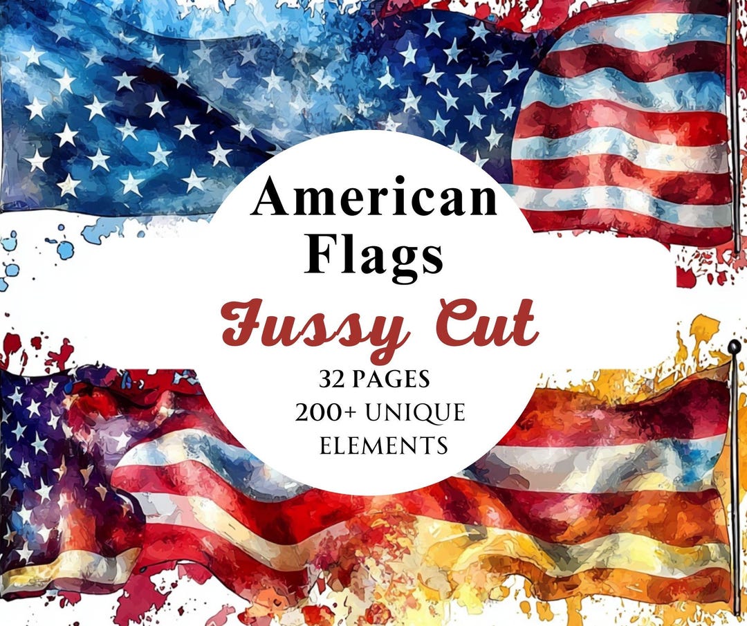 American Flags Fussy Cuts, 4th of July Patriotic Flag Graphics, USA ...