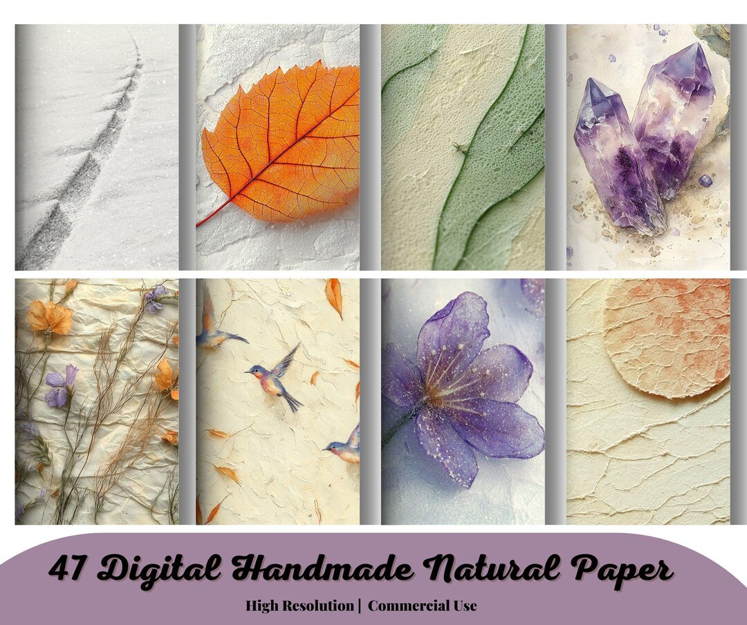Digital Handmade Natural Paper Textures, Digital Paper, Mulberry ...