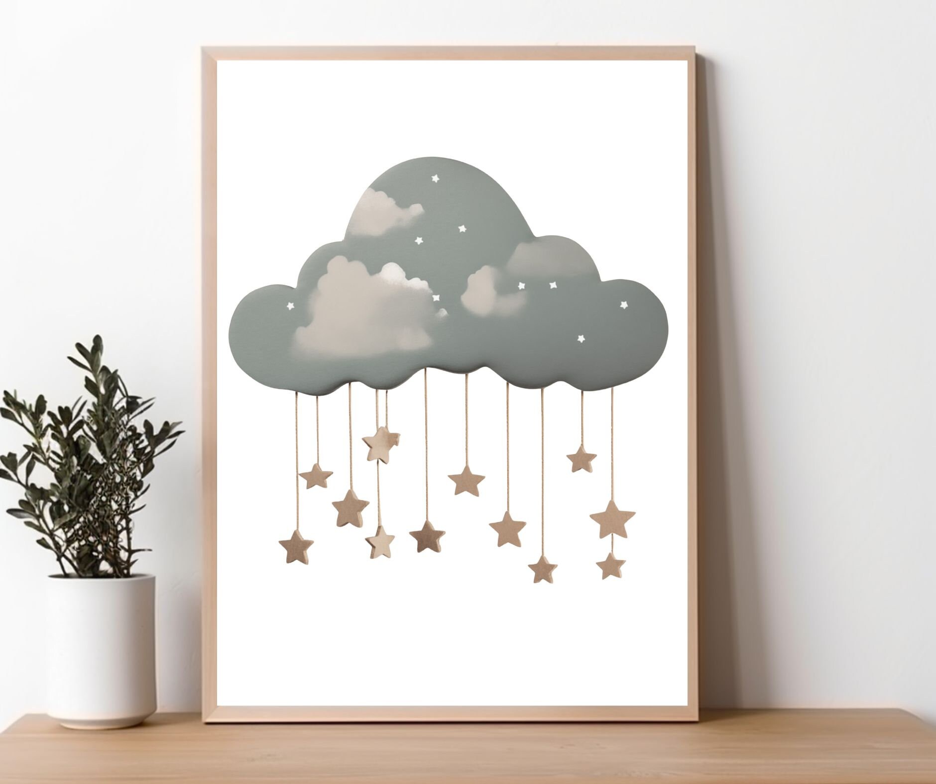 Neutral Cloud Moon and Sun Set of 3 Prints, Boy Nursery Decor ...