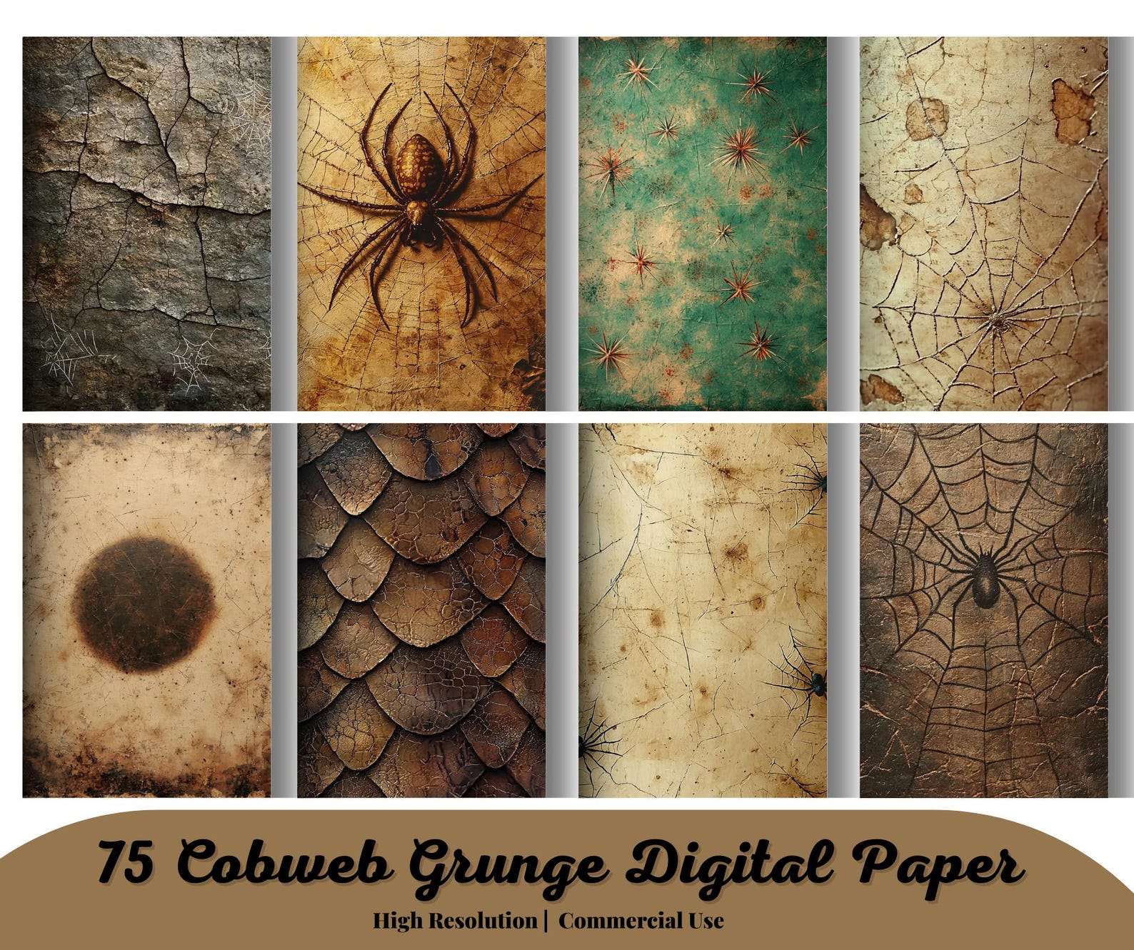 Cobweb Grunge Digital Paper, Printable Scrapbook Paper Halloween ...