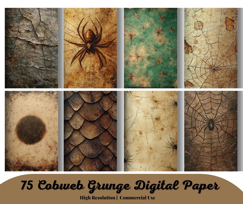 Cobweb Grunge Digital Paper, Printable Scrapbook Paper Halloween ...