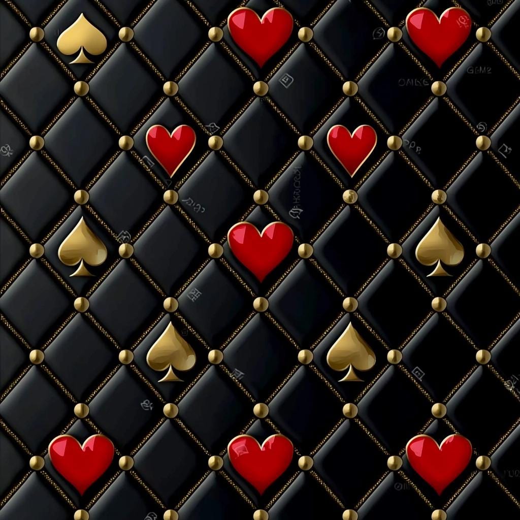 Queen of Hearts Digital Paper, Royal Heart Patterns With Harlequin ...