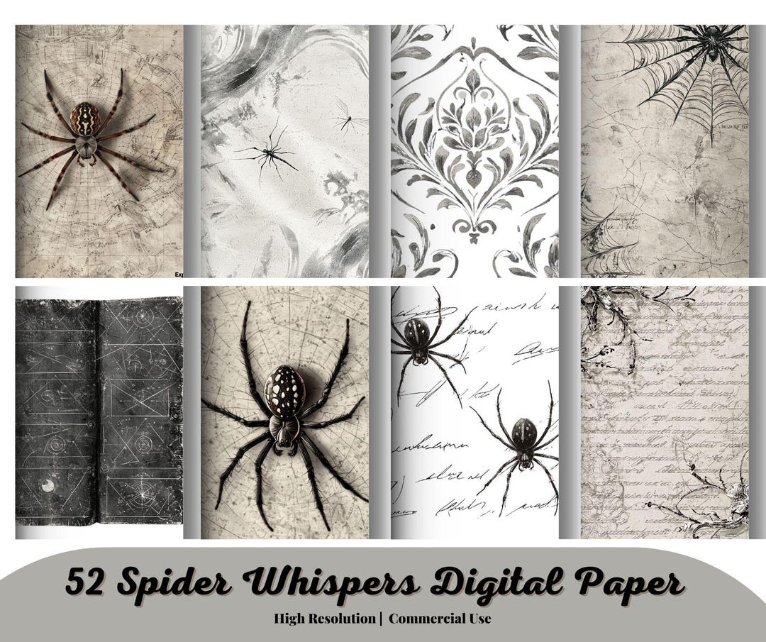 Spider Whispers Digital Paper, Printable Scrapbook Paper Halloween ...