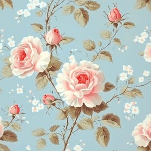 Vintage Floral Digital Paper, Vintage Old Spring Floral Paper, Flowers ...