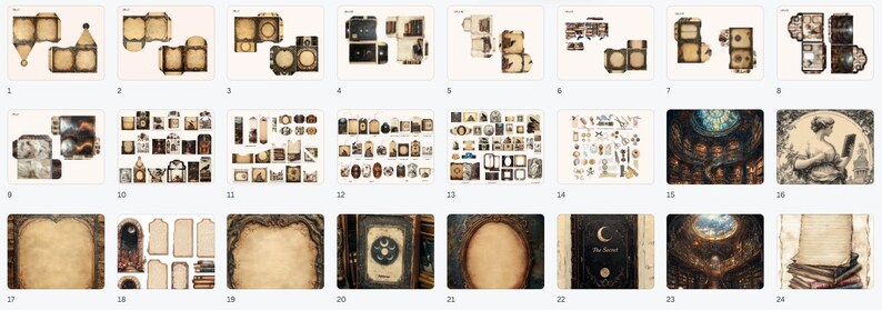 Secret Library Junk Journal Kit (printable Pages With Ephemera, Tags ...