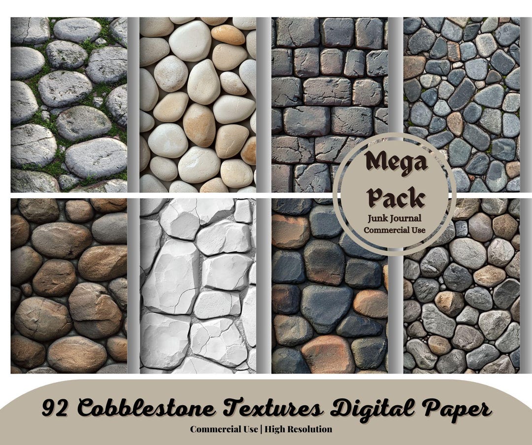 Cobblestone Textures Digital Paper, Rustic Fantasy Stone Digital Paper ...