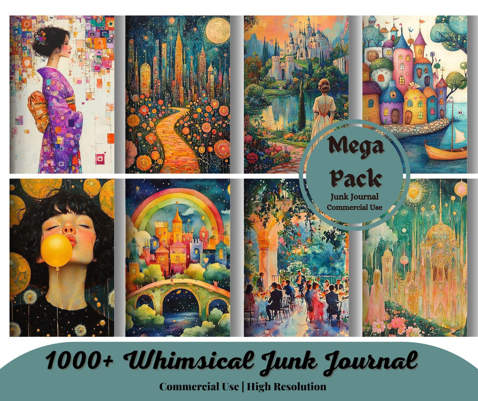 1000+ Watercolor Whimsy Backgrounds, Digital Download Paper Set ...