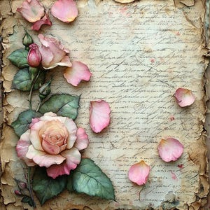 English Rose Junk Journal, Shabby Chic Digital Journal, Printable Rose ...
