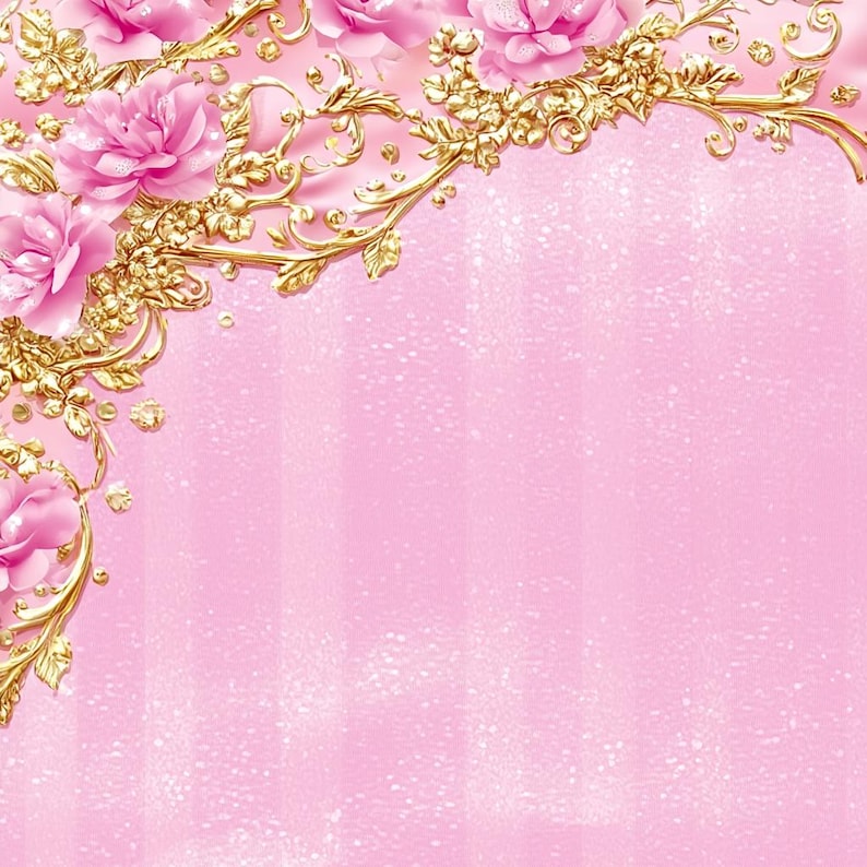 72 Pink Glam Edge Backgrounds - Digital Paper With Metallic Textures ...