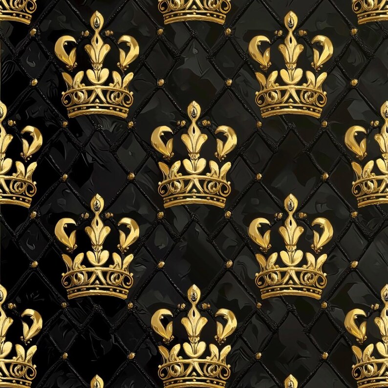 Queen of Hearts Digital Paper, Royal Heart Patterns With Harlequin ...