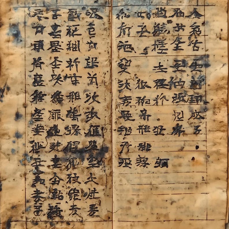 Ancient Chinese Paper, Distressed Chinese Calligraphy Collage, Asian ...