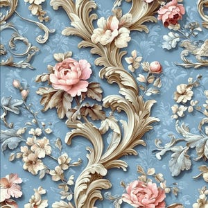 Rococo Palace Wallpaper Digital Paper, Rococo Patterns, Instant ...