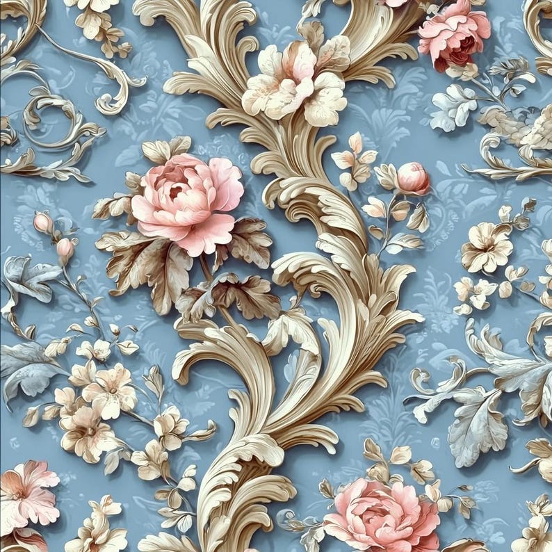 Rococo Palace Wallpaper Digital Paper, Rococo Patterns, Instant ...