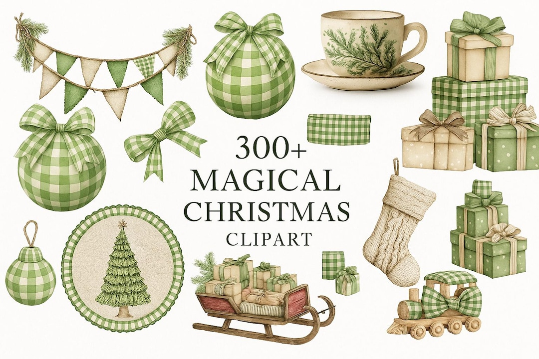 300+ Magical Christmas Clipart, Watercolor, Rustic, Christmas Graphics ...
