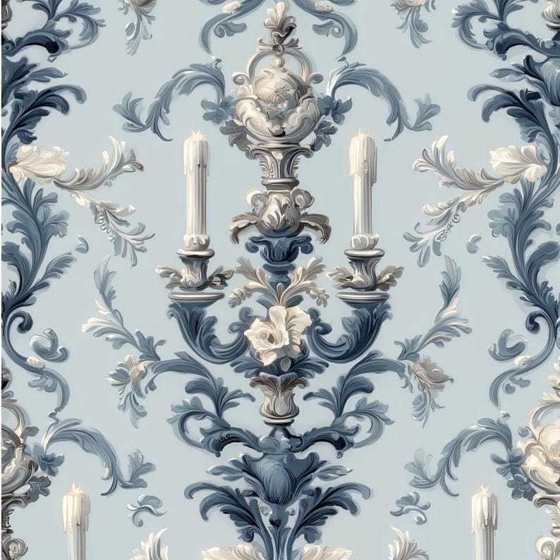 Rococo Palace Wallpaper Digital Paper, Rococo Patterns, Instant ...
