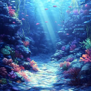 Printable Enchanted Underwater Digital Paper, Under the Sea Background ...